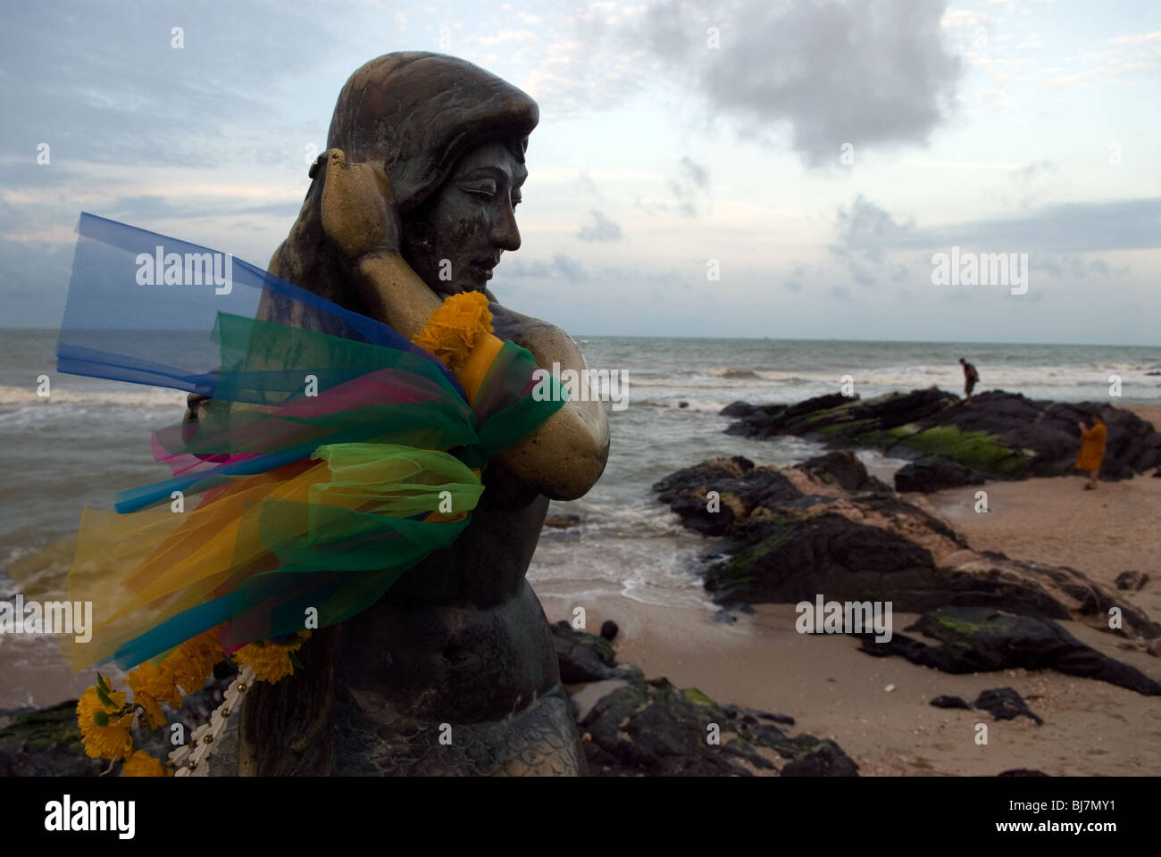 THAILAND: Songkhla Province. The Mermaid statue on Samila Beach is ...