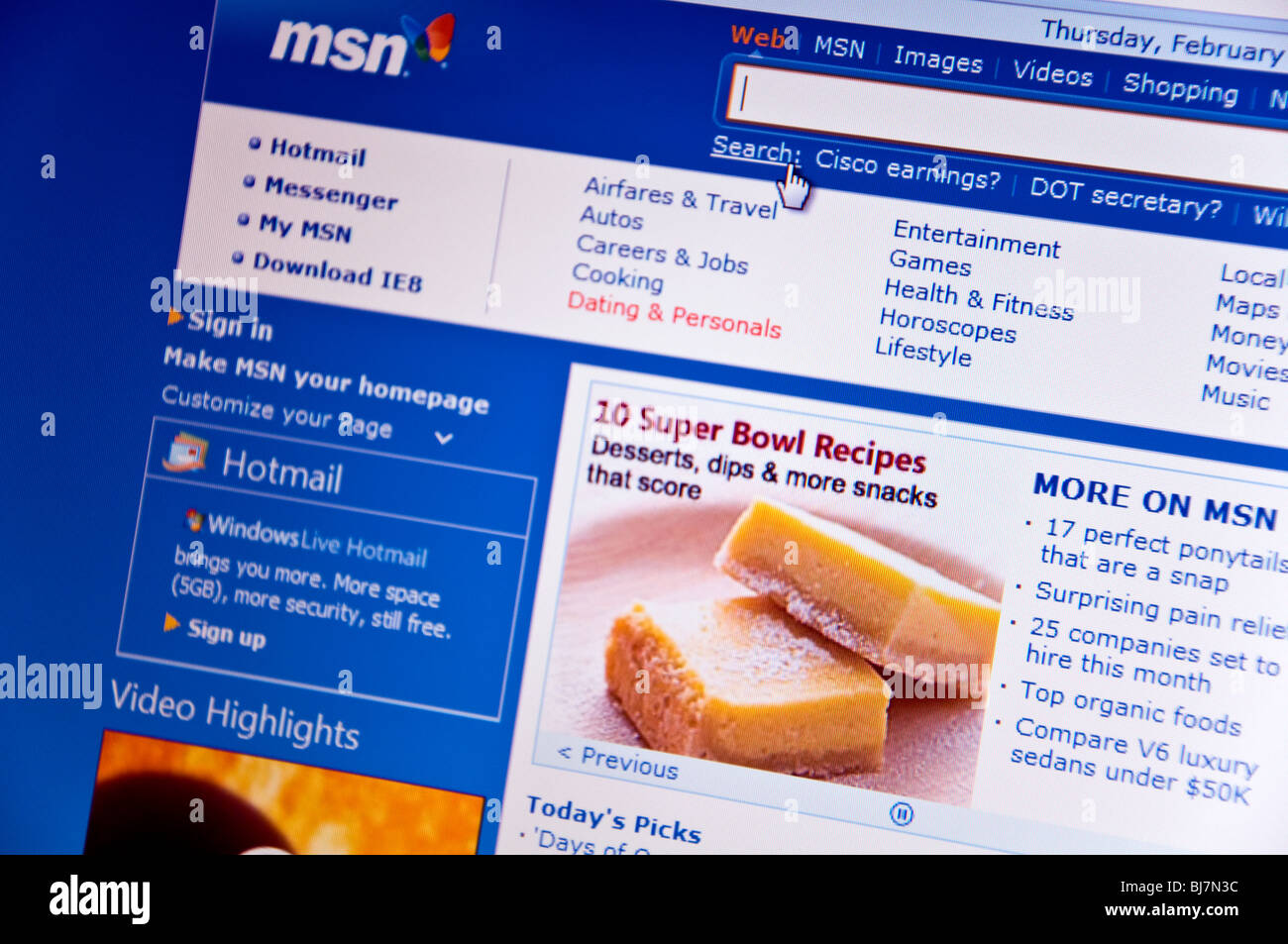 Msn screen hi-res stock photography and images - Alamy