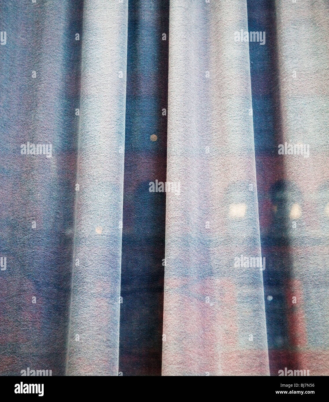curtains in window with reflection on glass Stock Photo - Alamy