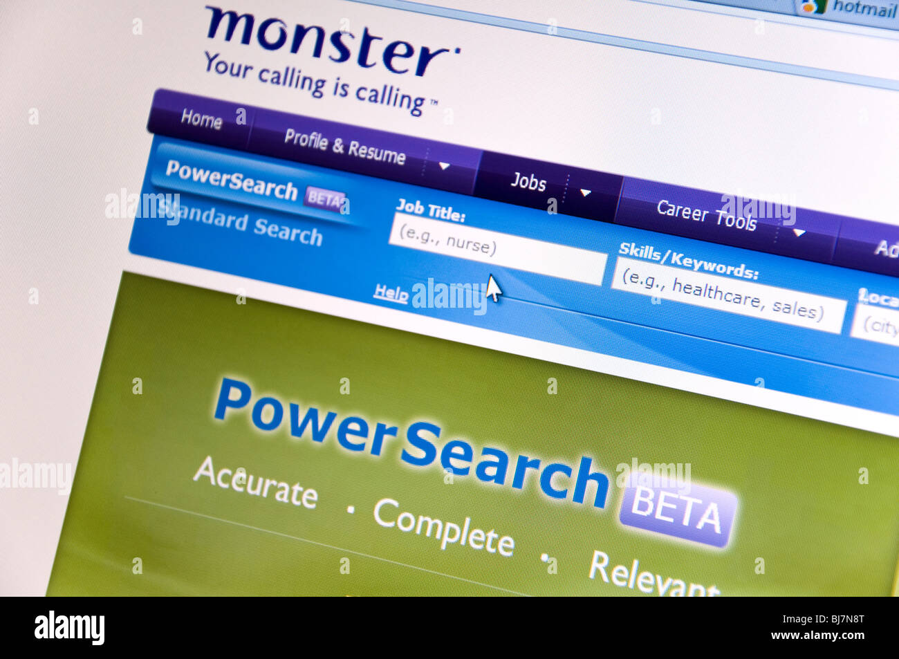Monster website online Stock Photo - Alamy