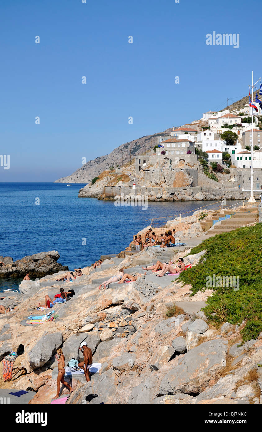 Hydroneta swimming area, Hydra island, Greece Stock Photo - Alamy
