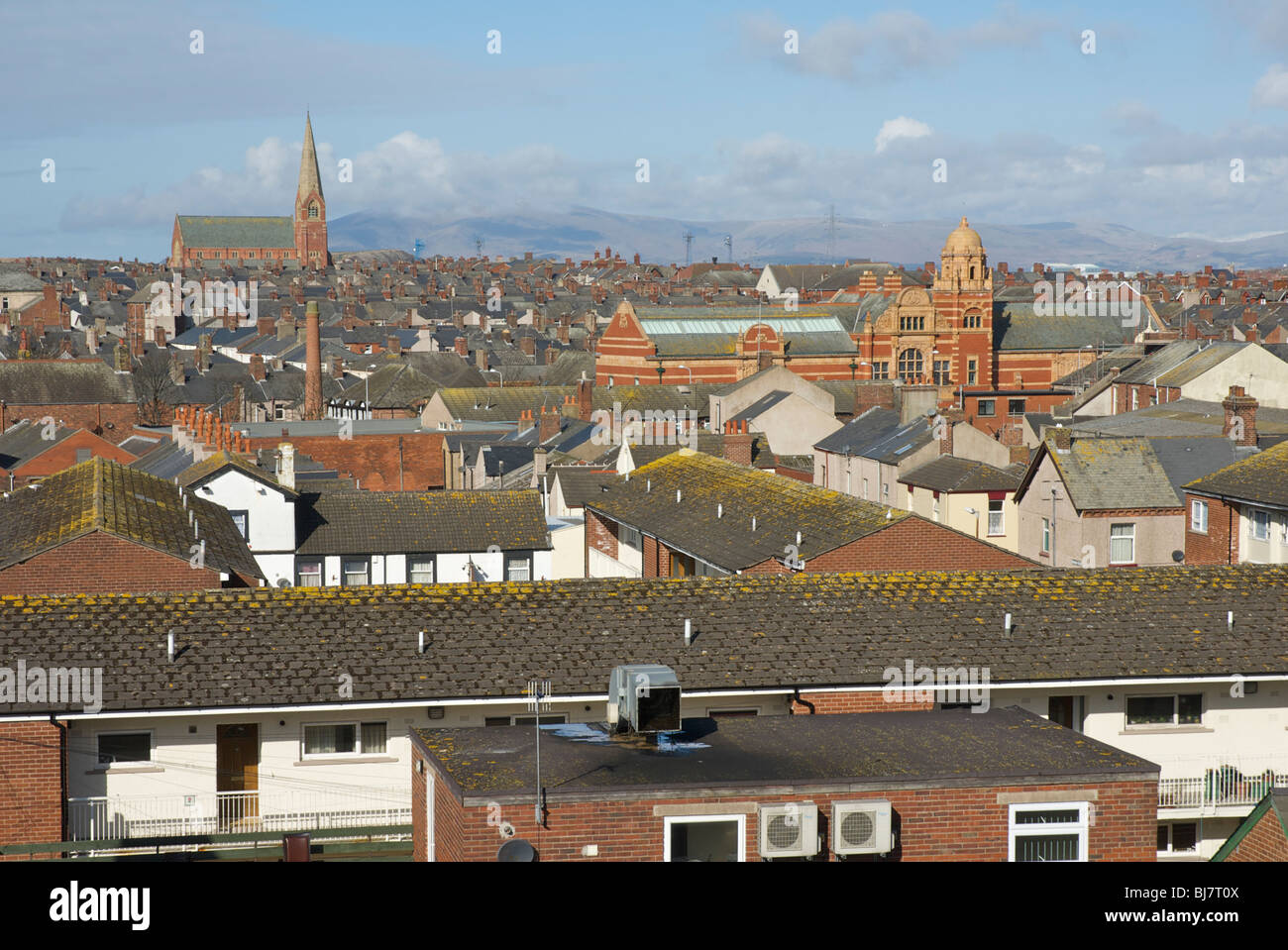 The rooftops of Barrow-in-Furness, looking towards Black Combe, Cumbria ...