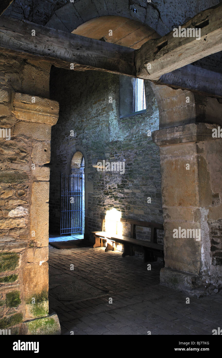 Interior of Odda`s Chapel, Deerhurst, Gloucestershire, England, UK ...