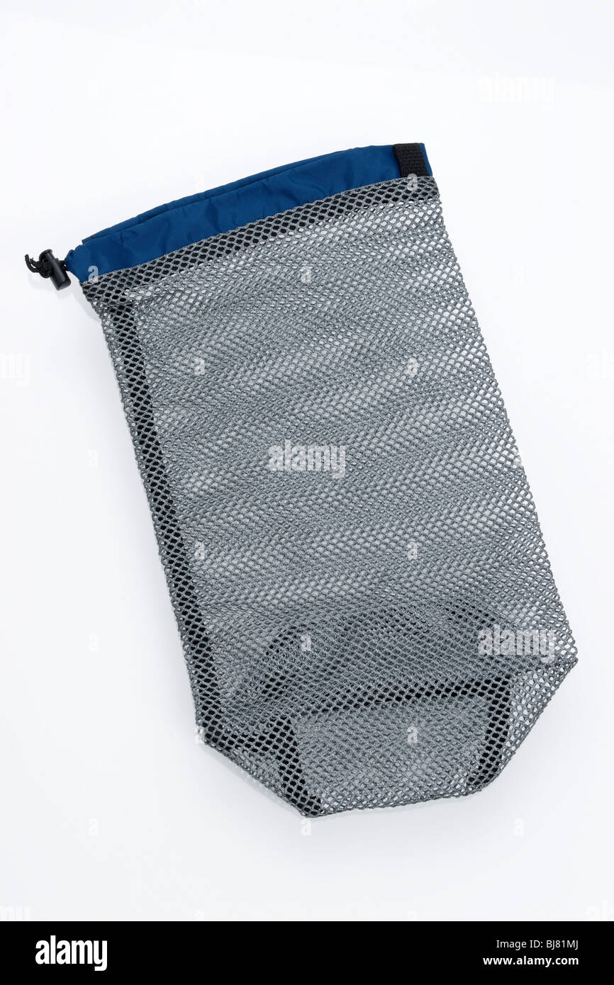 mesh bag sack with drawstring "white background Stock Photo - Alamy