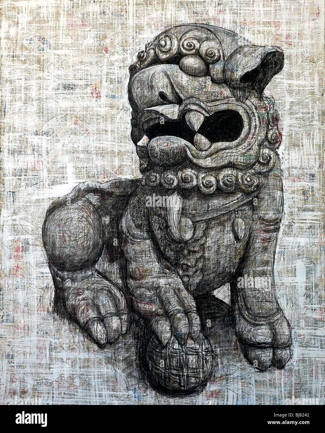 Mythical beast sketch - Thailand S. E. Asia Stock Photo - Alamy