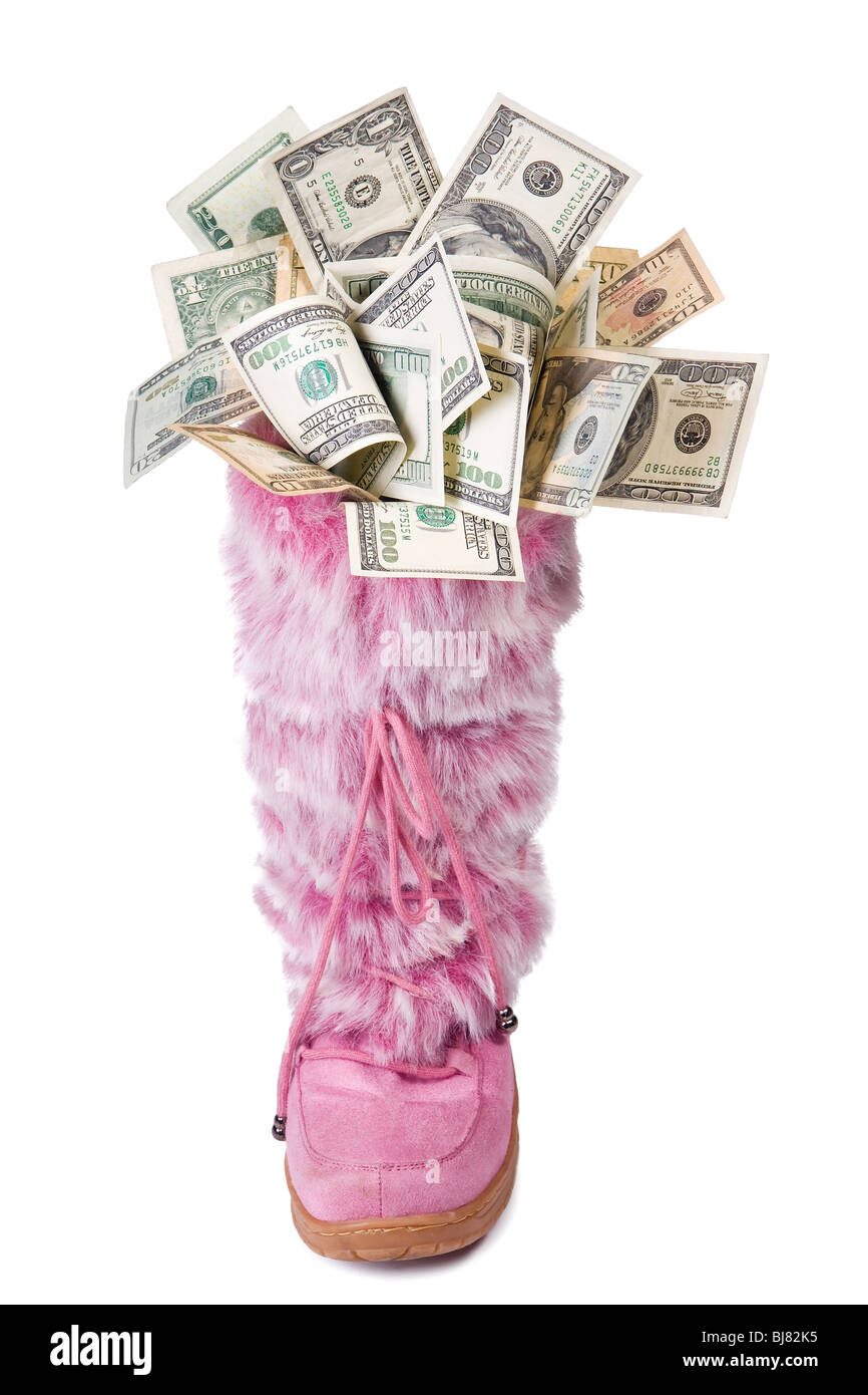 money stored in the winter shoe Stock Photo - Alamy