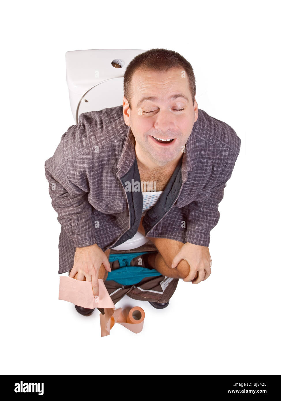 man sitting on the toilet Stock Photo - Alamy