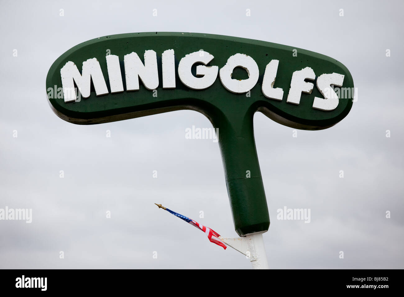 A slightly tatty mini-golf sign somewhere in France Stock Photo - Alamy