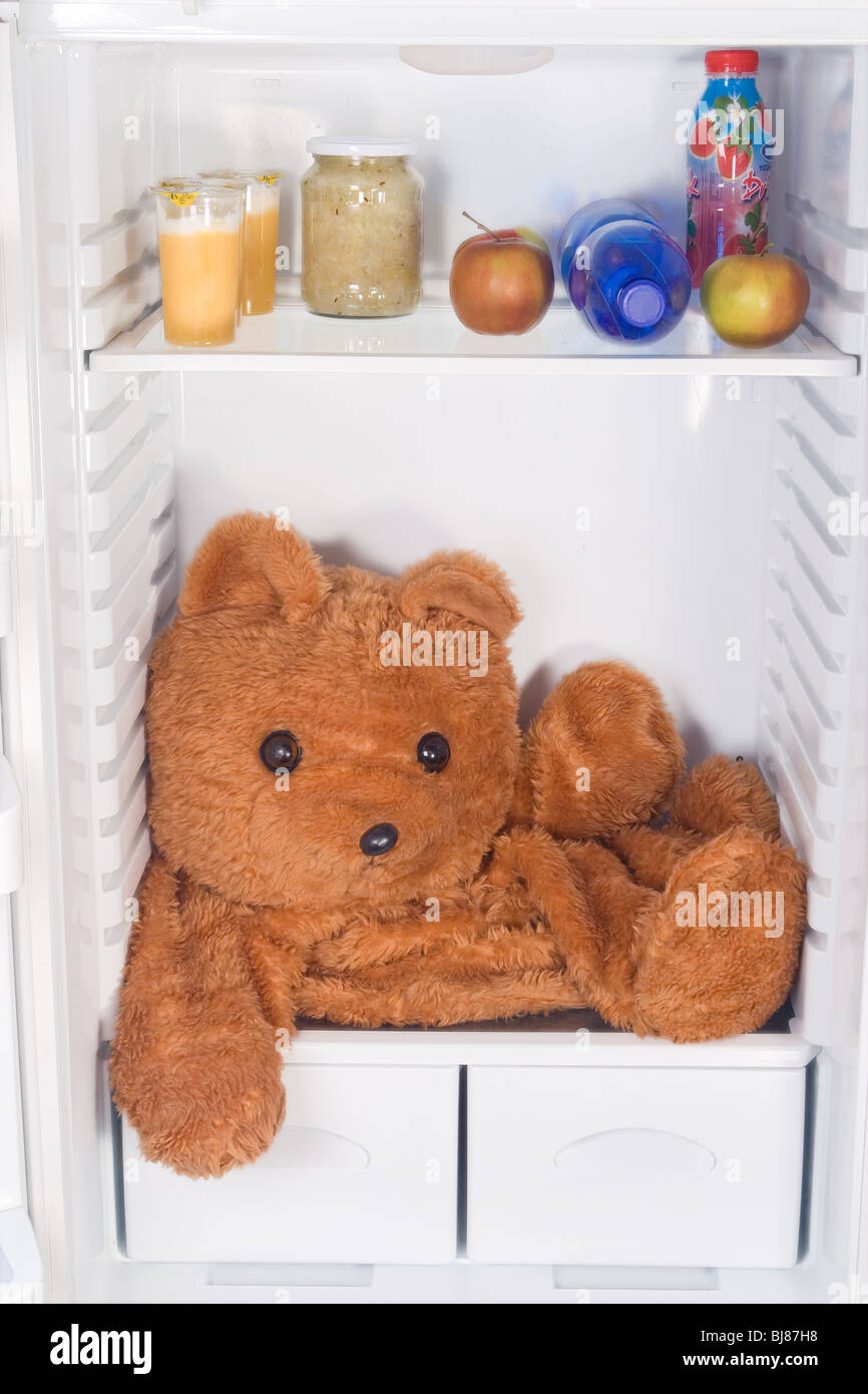 teddy bear in the refrigerator Stock Photo - Alamy