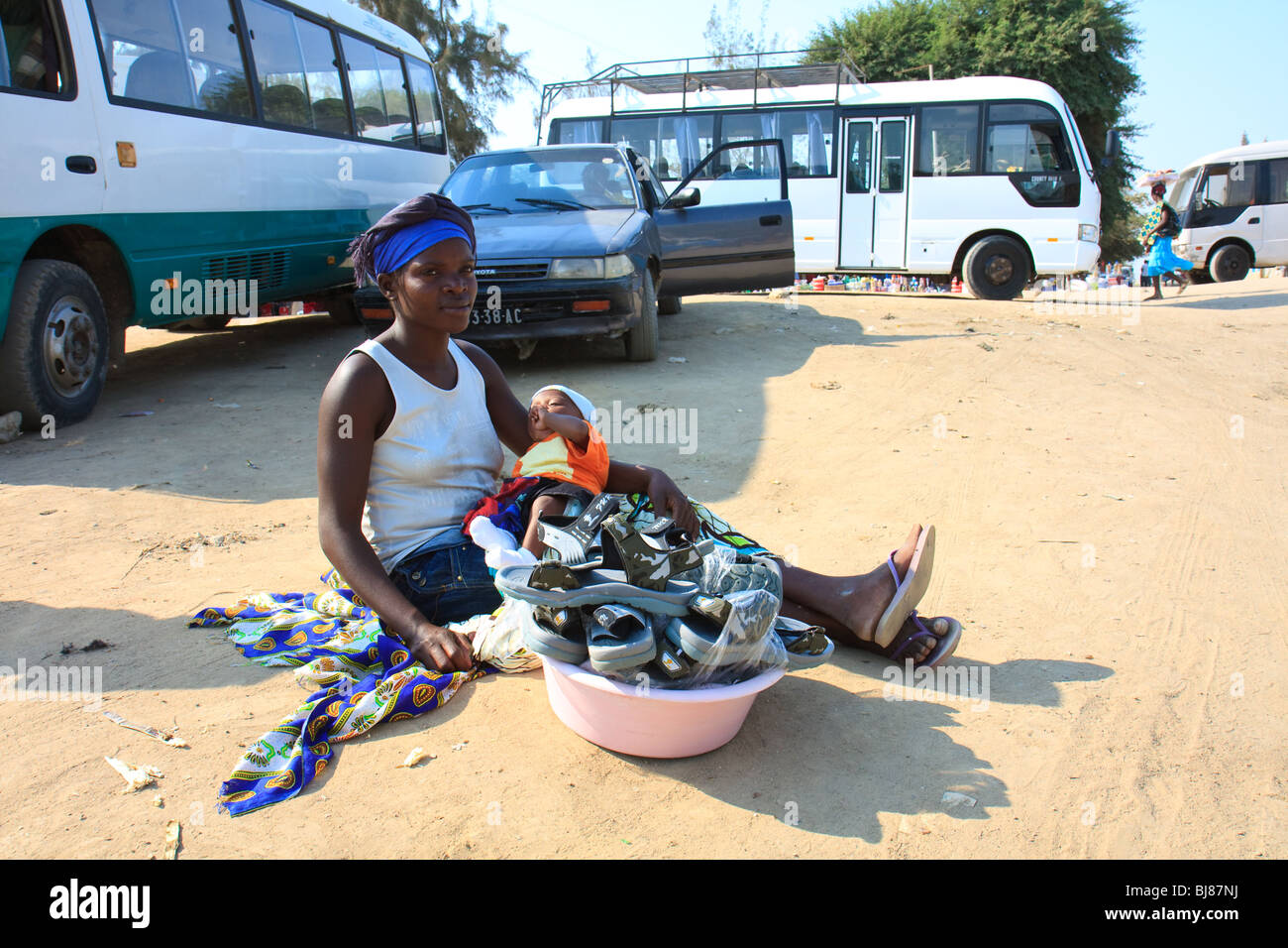 Africa Angola Benguela Kid Minibus Mother Child Stock Photo - Alamy