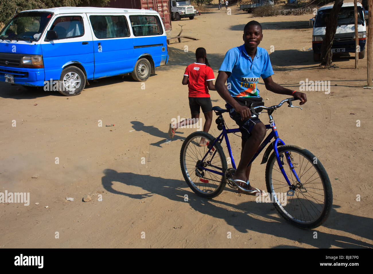 Africa Angola Benguela Blue Minibus Transport Stock Photo - Alamy