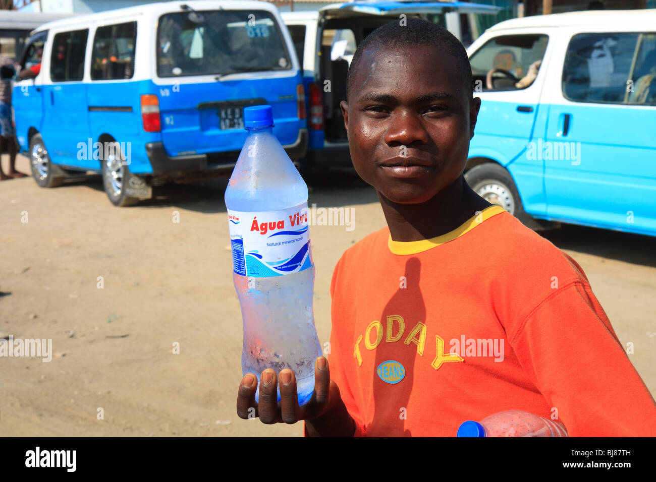 Africa Angola Benguela Blue Minibus Orange Men Stock Photo - Alamy