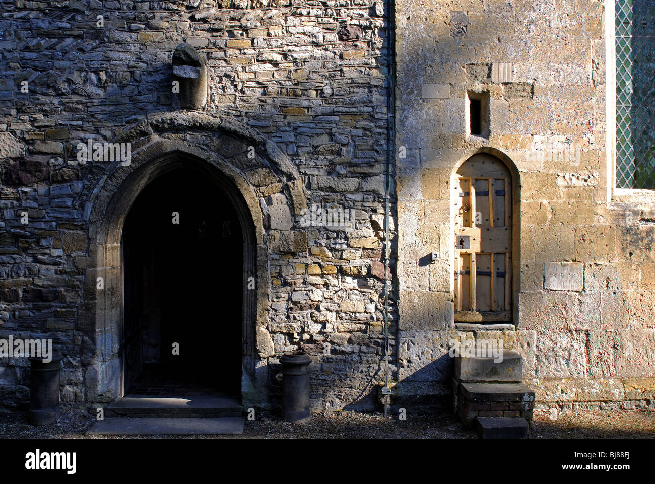 Doorways at St. Mary`s Church, Deerhurst, Gloucestershire, England, UK ...