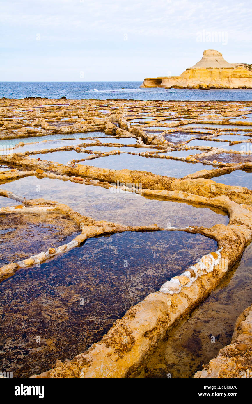 Salt production at coast of Gozo, Malta Stock Photo - Alamy