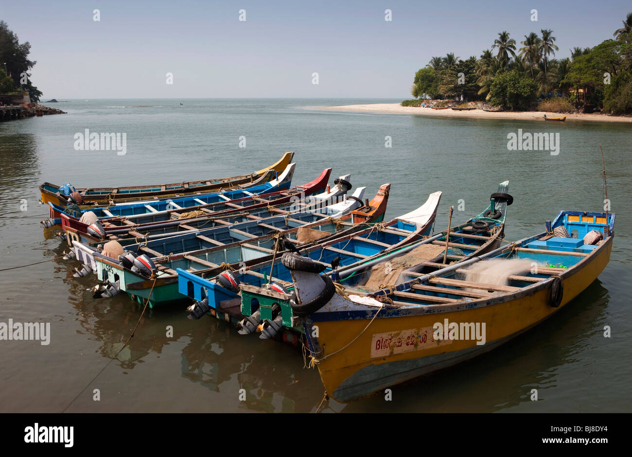 India, Kerala, Mahe (Pondicherry) Union Territory, harbour, colourful ...