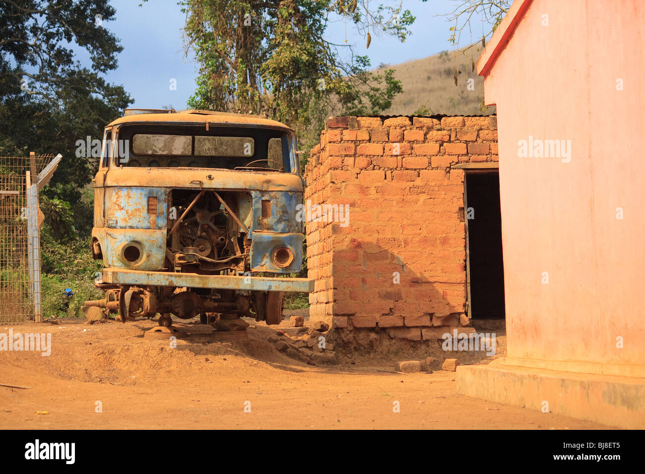 Africa Angola Mbanza Congo Minibus Peaches Stock Photo - Alamy