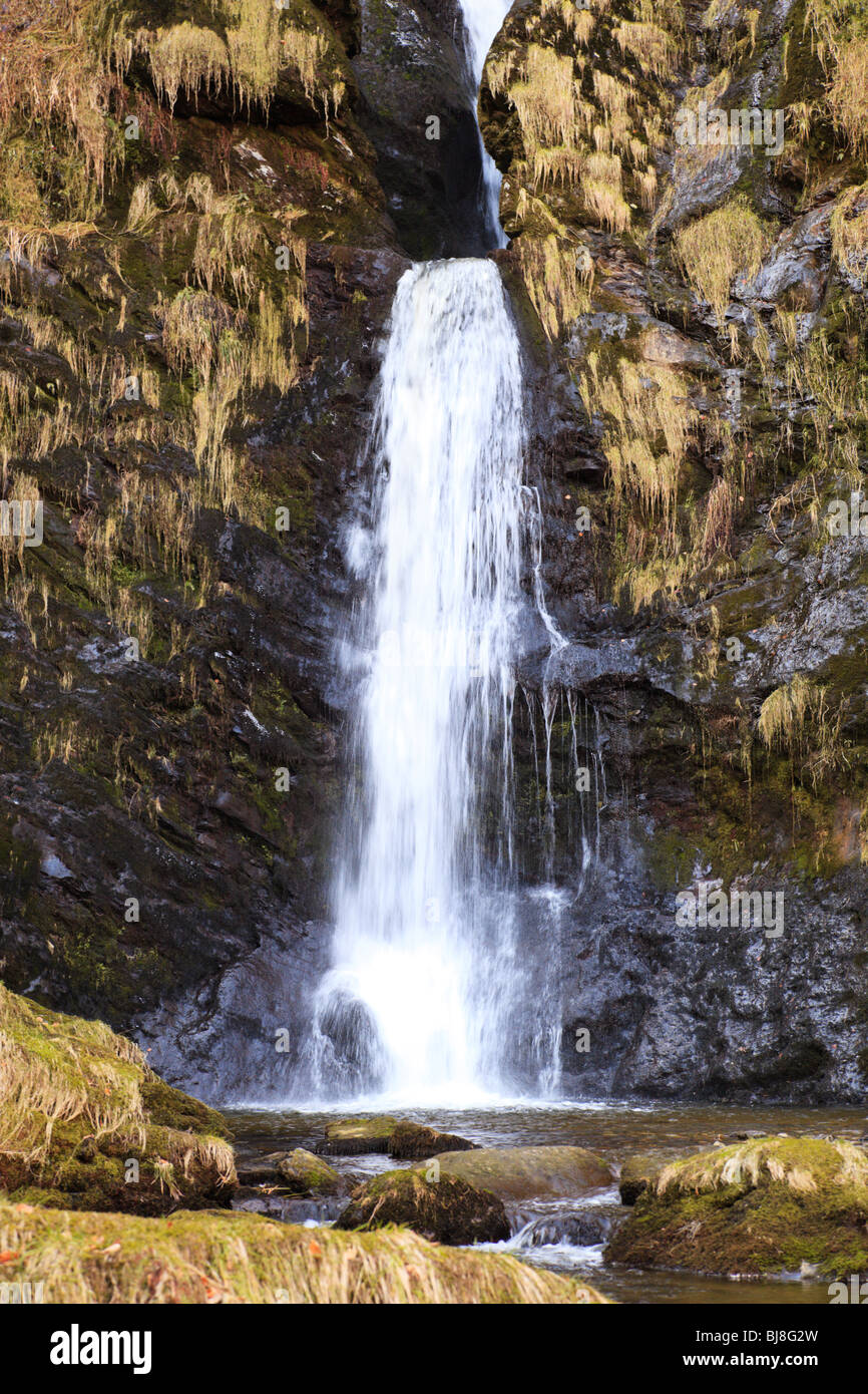 Pistyll Rhaeadr waterfall, Llanrhaeadr, Powys, Wales. Highest waterfall ...