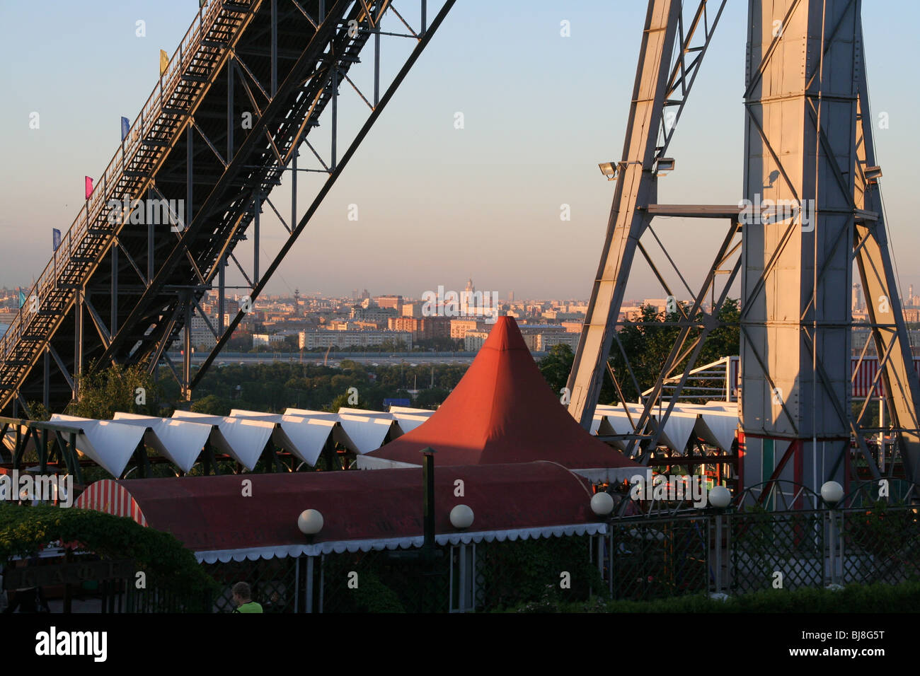 olympic ski jump steelwork summer in moscow city centre russia europe ...