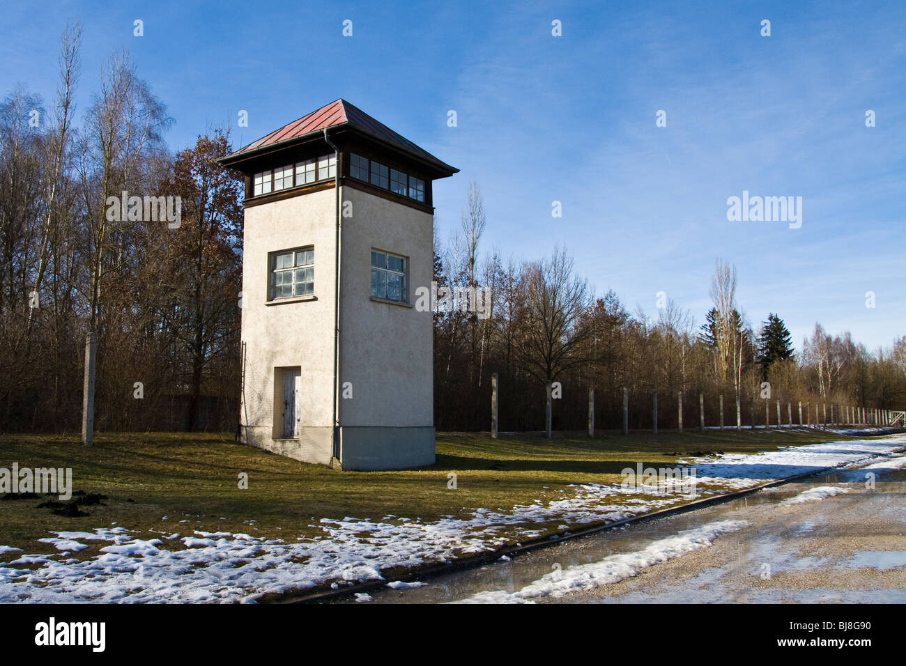 German guard tower in Dachau Concentration camp Germany Stock Photo - Alamy