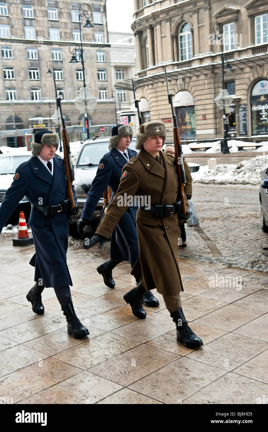 Changing of the Guards outside the presidential palace in Warsaw Poland ...
