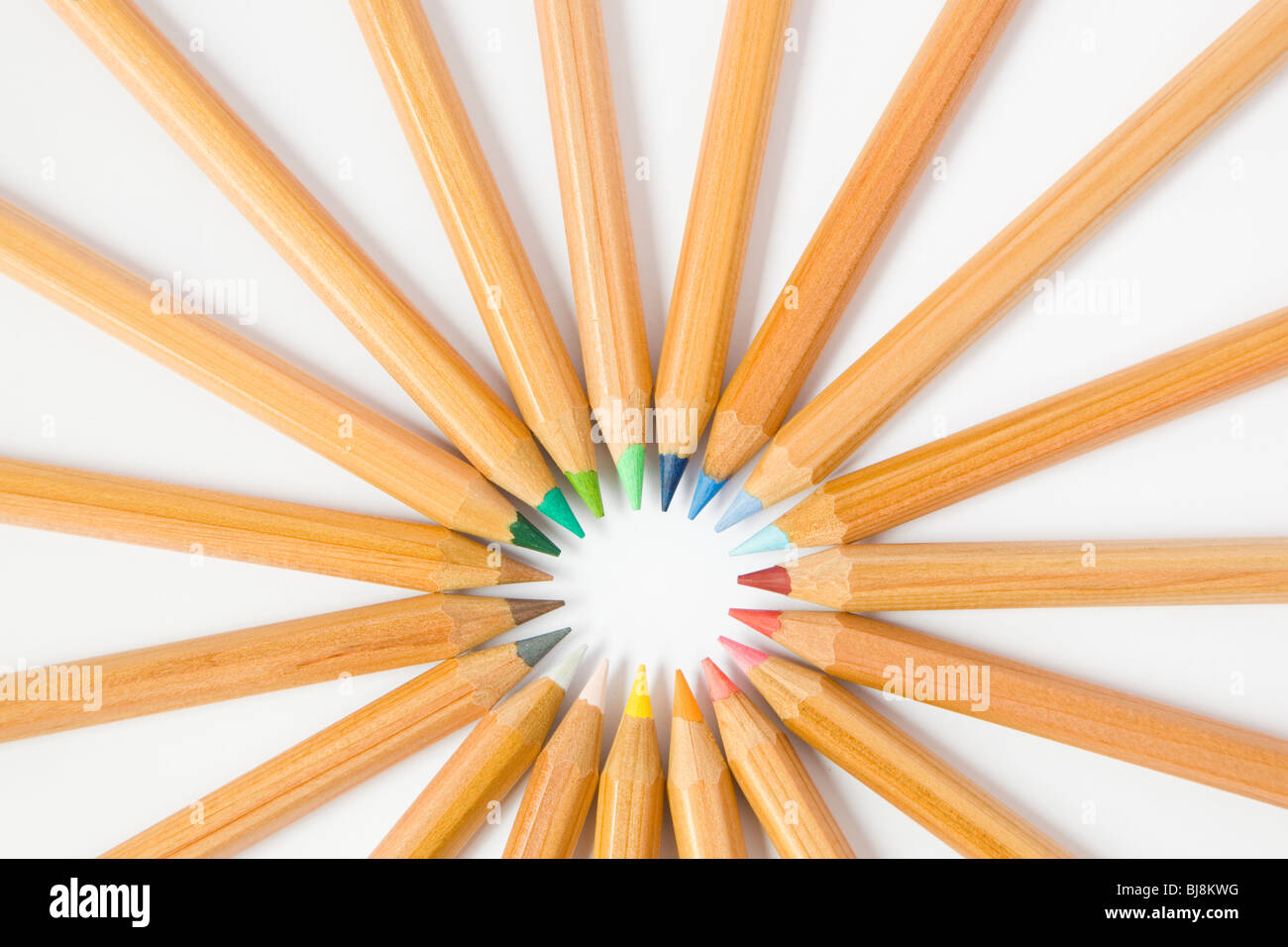 Star made with unpainted colored pencils seen from above Stock Photo ...