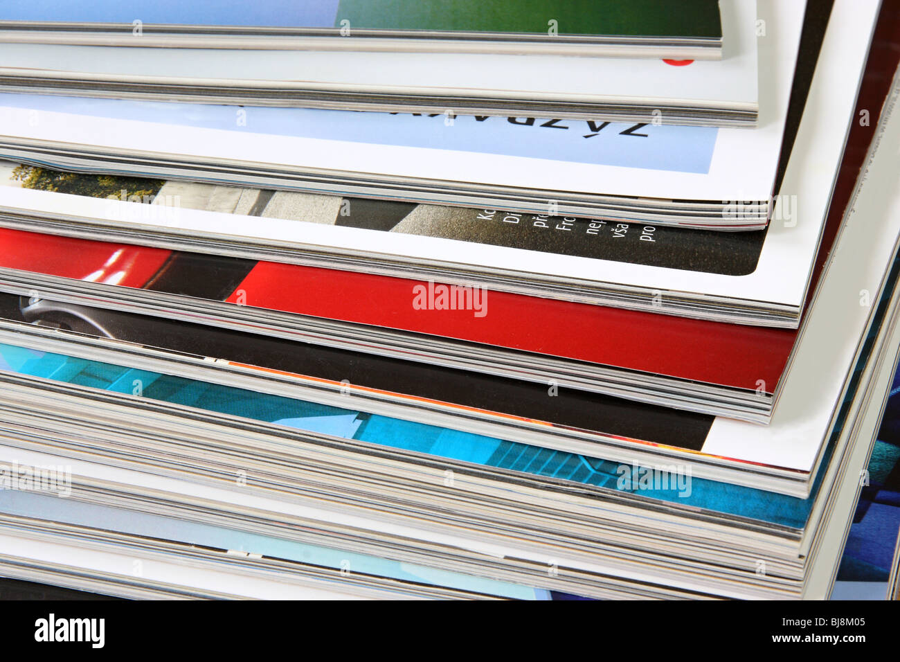 Detail pile of color magazines Stock Photo - Alamy