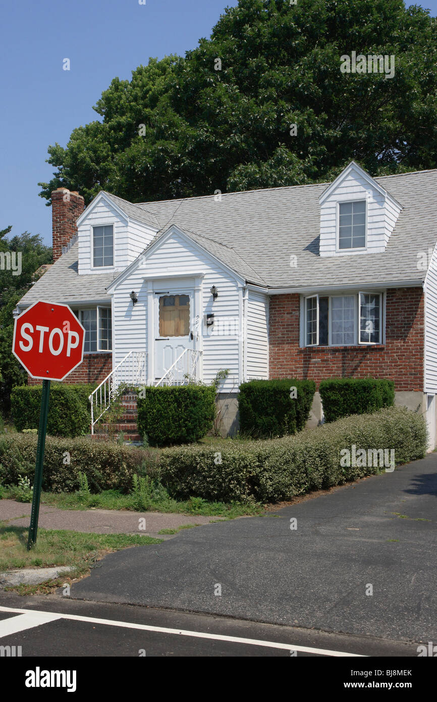 A stop sign in front of a one-family house, Boston, USA Stock Photo - Alamy