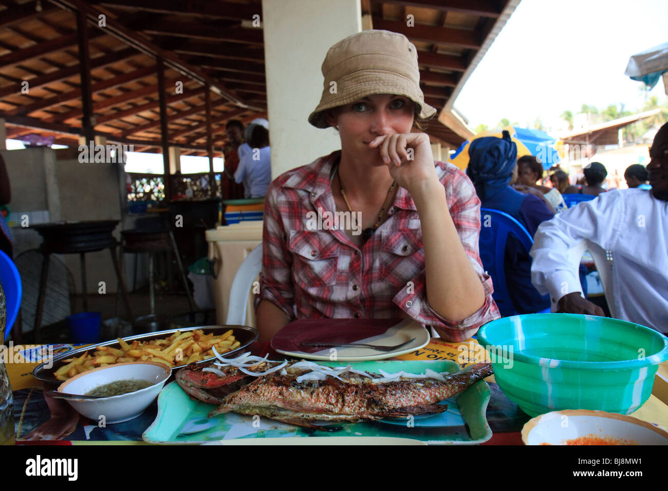 Africa Cameroon Grilled Fish Kribi Lu Barnham Stock Photo - Alamy