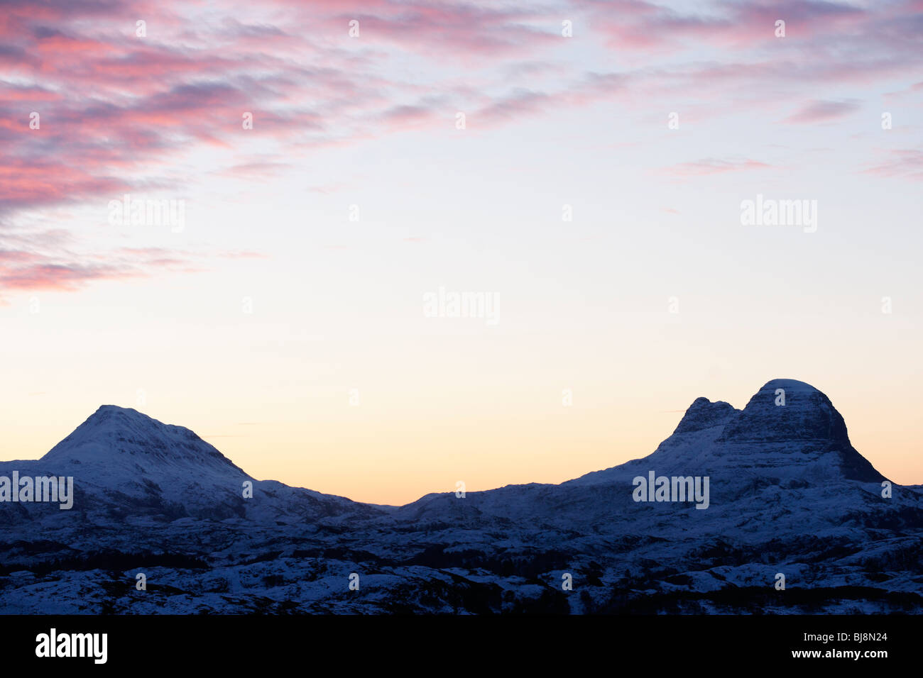 Suilven (R) and Canisp (L), near Lochinver, Sutherland, Highland ...