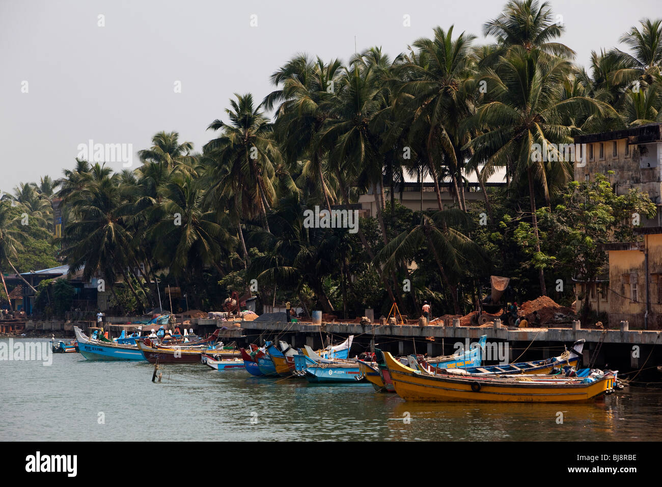 India, Kerala, Mahe (Pondicherry) Union Territory, harbour, colourful ...