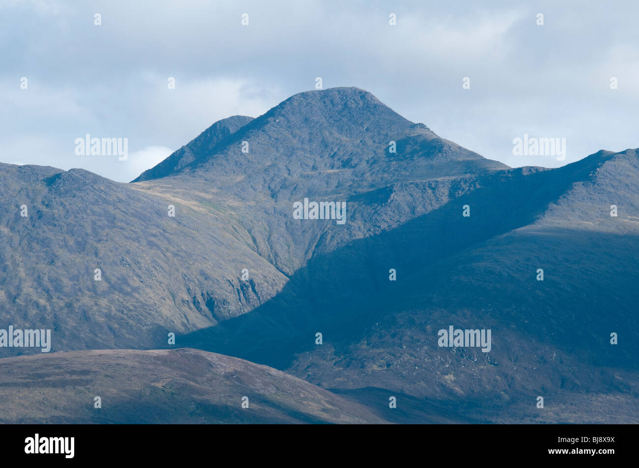 Carrauntoohil in the MacGillicuddy's Reeks range, from the river Laune ...