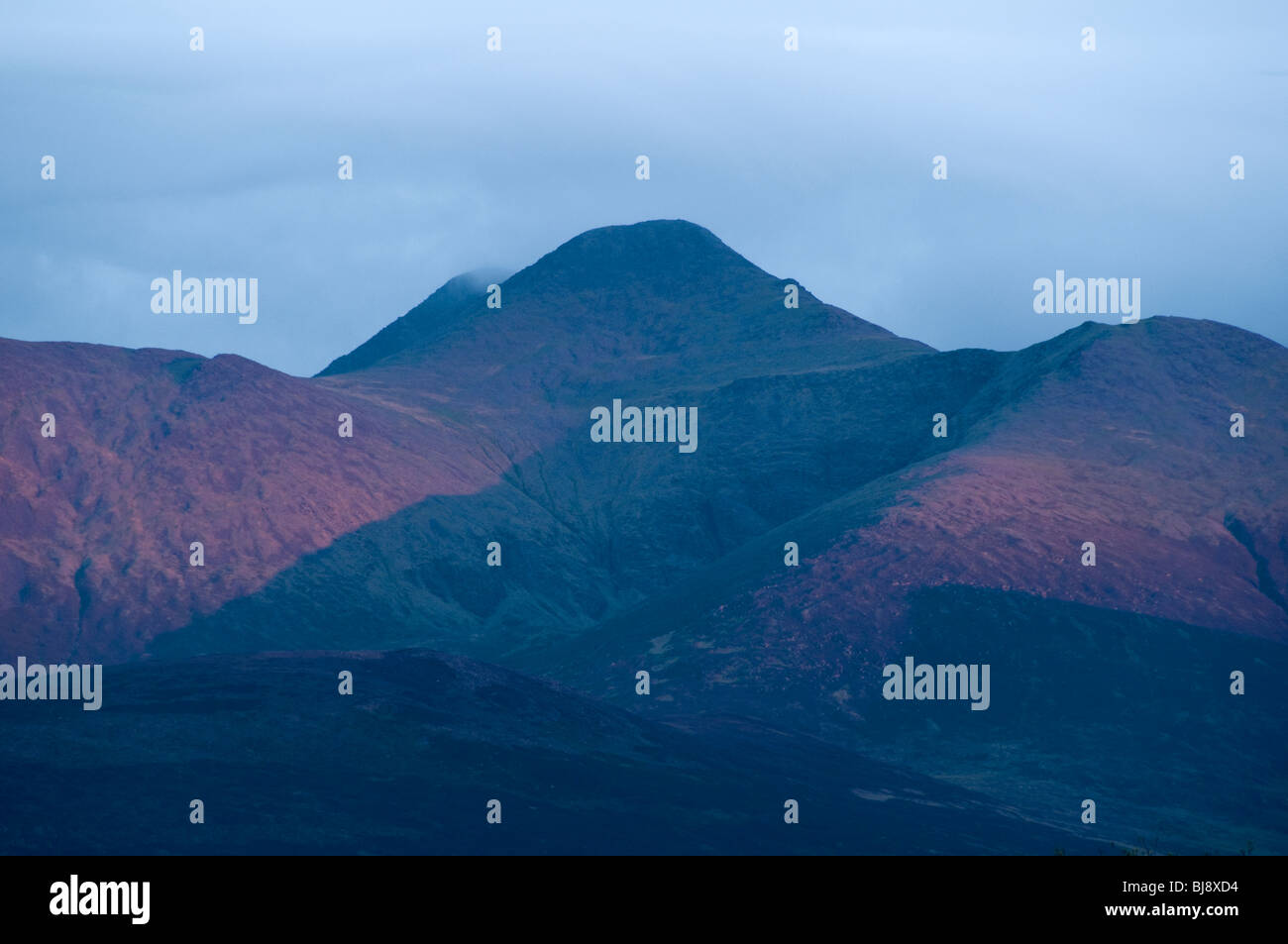 Carrauntoohil in the MacGillicuddy's Reeks range, from the river Laune ...