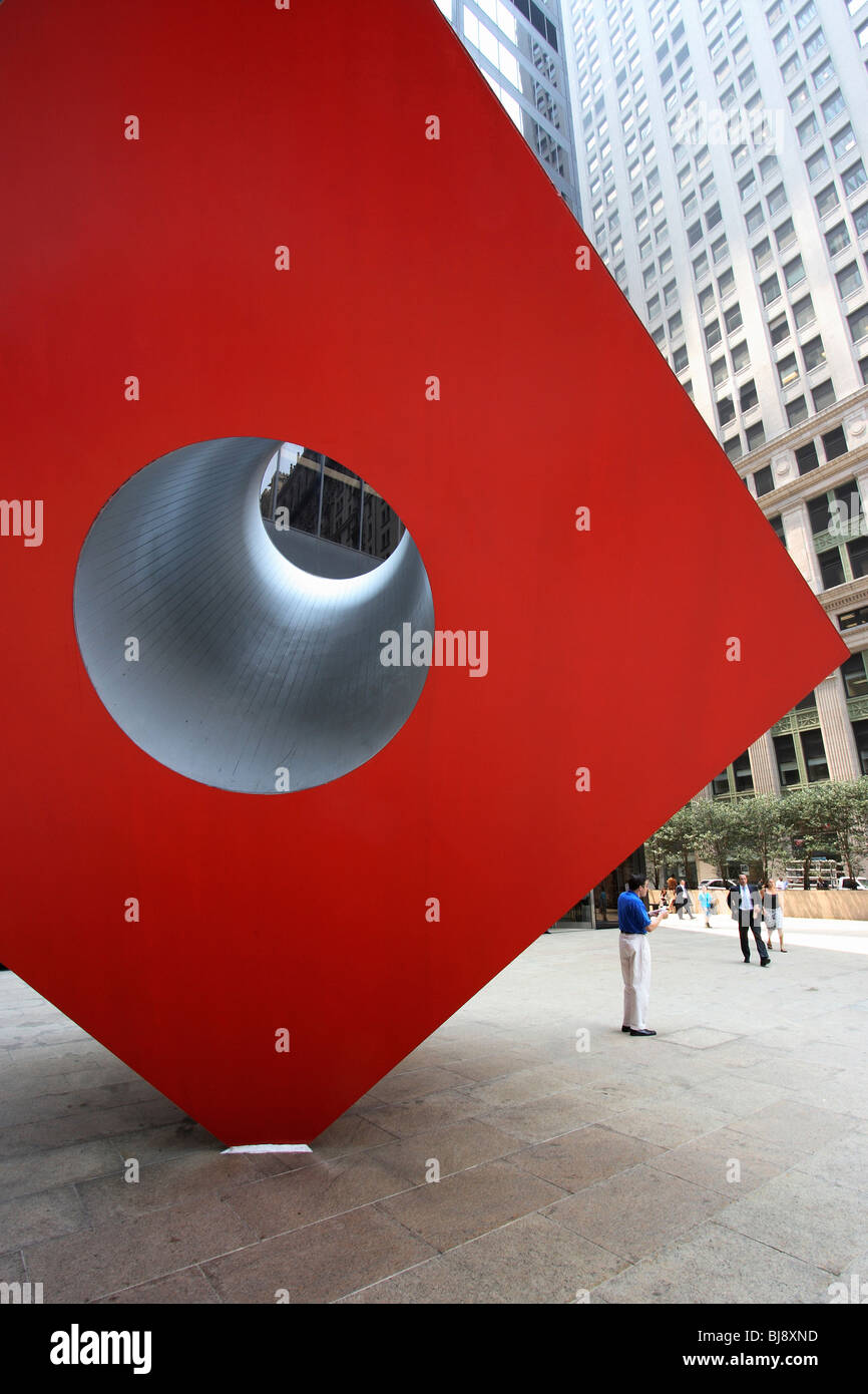 Red Cube Sculpture in New York, USA Stock Photo - Alamy