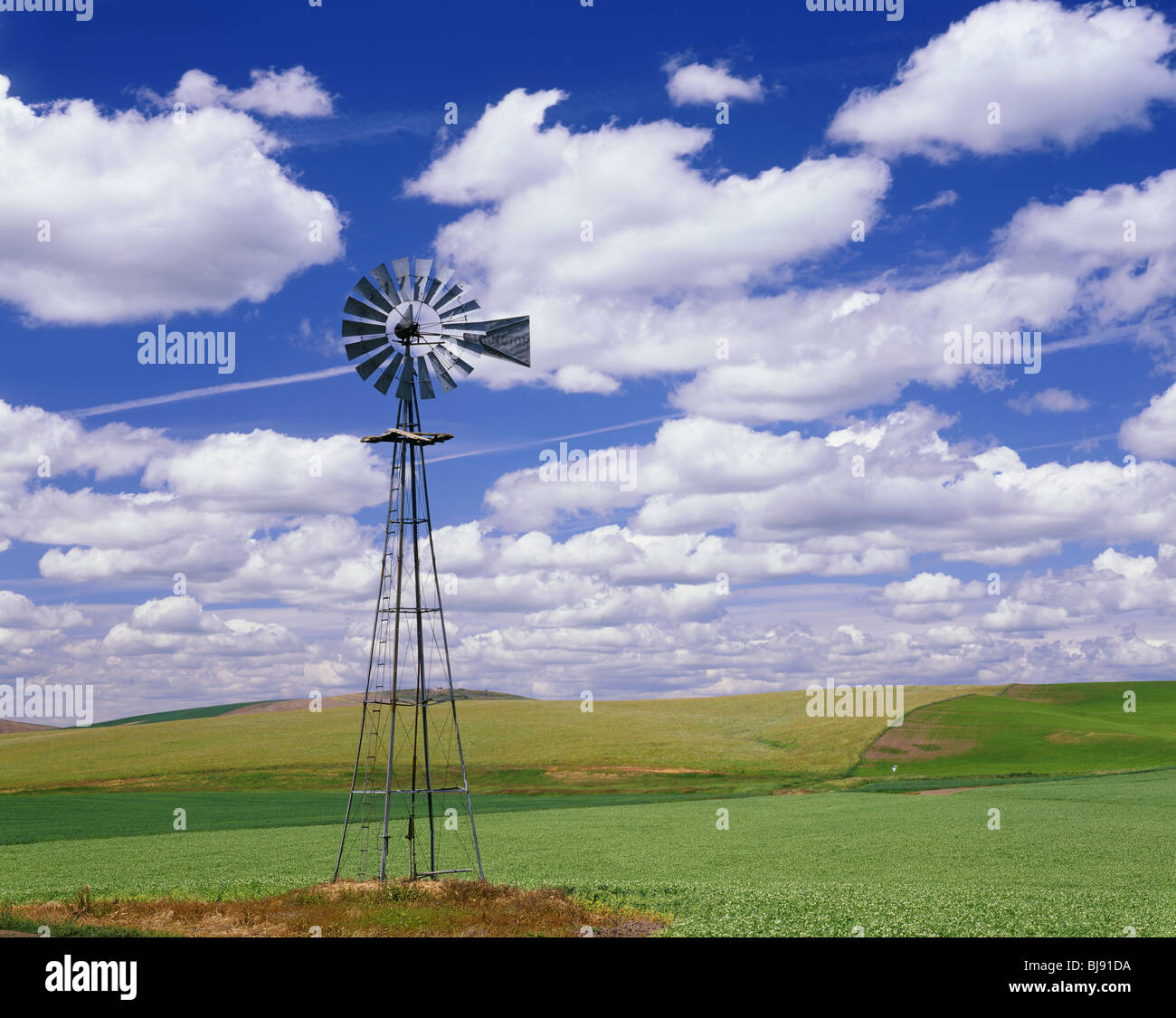 WASHINGTON - A windmill among the farm fields in the Palouse region of ...