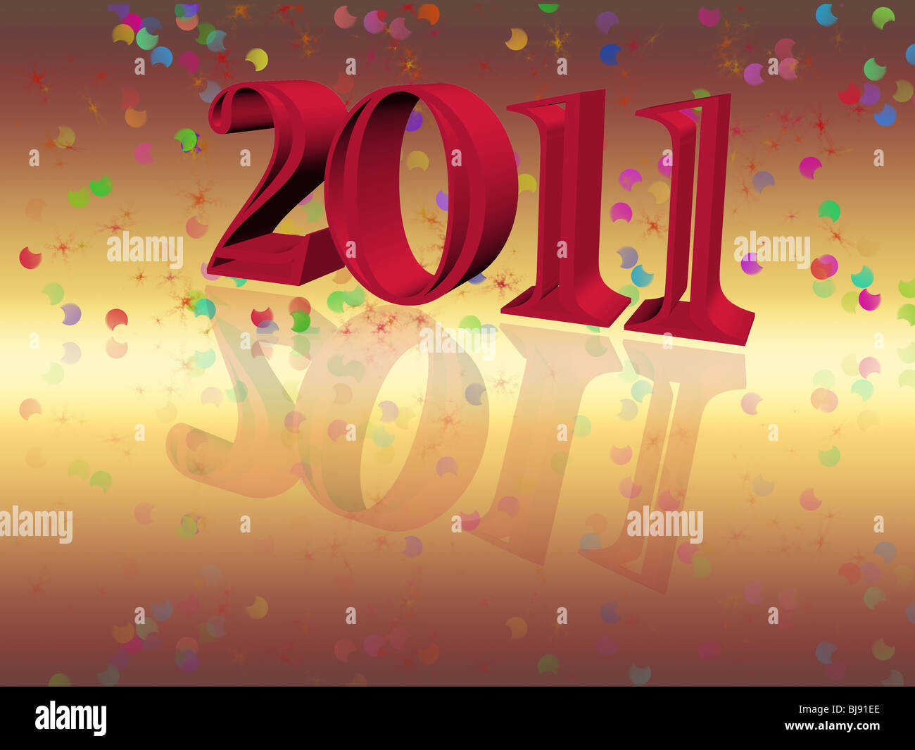 Year 2011 illustration background with multi-colored falling confetti ...