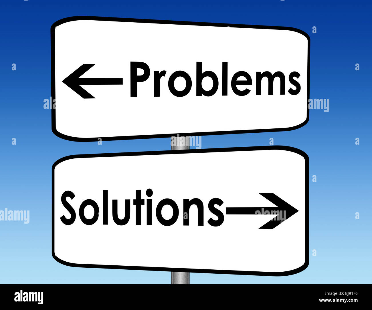 illustration of a Signpost Pointing To Problems And Solutions Stock ...