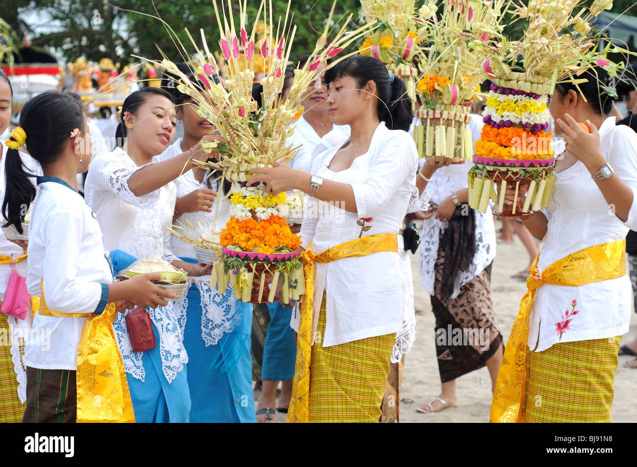 Balinese ceremony on beach, Kuta, Bali, Indonesia Stock Photo - Alamy