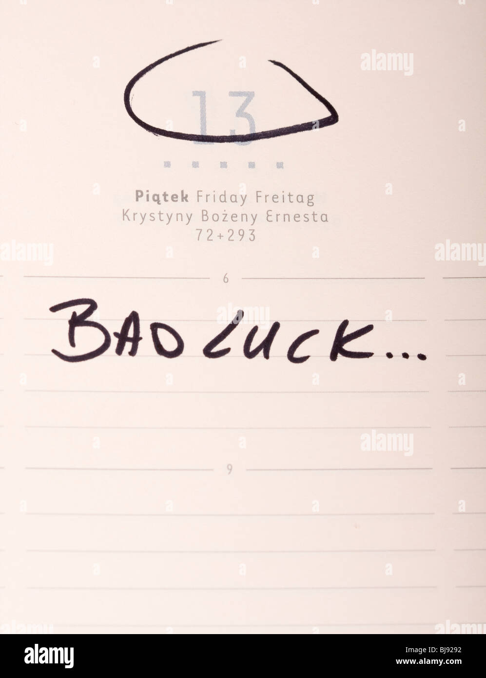 unlucky day marked in calendar Stock Photo - Alamy