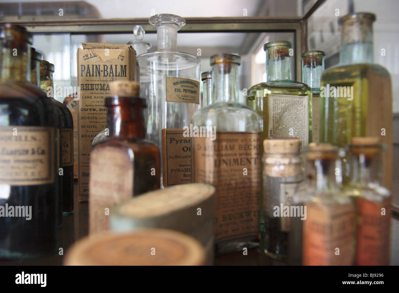 The Mystic Seaport Museum: drugs from an old pharmacy, USA Stock Photo ...