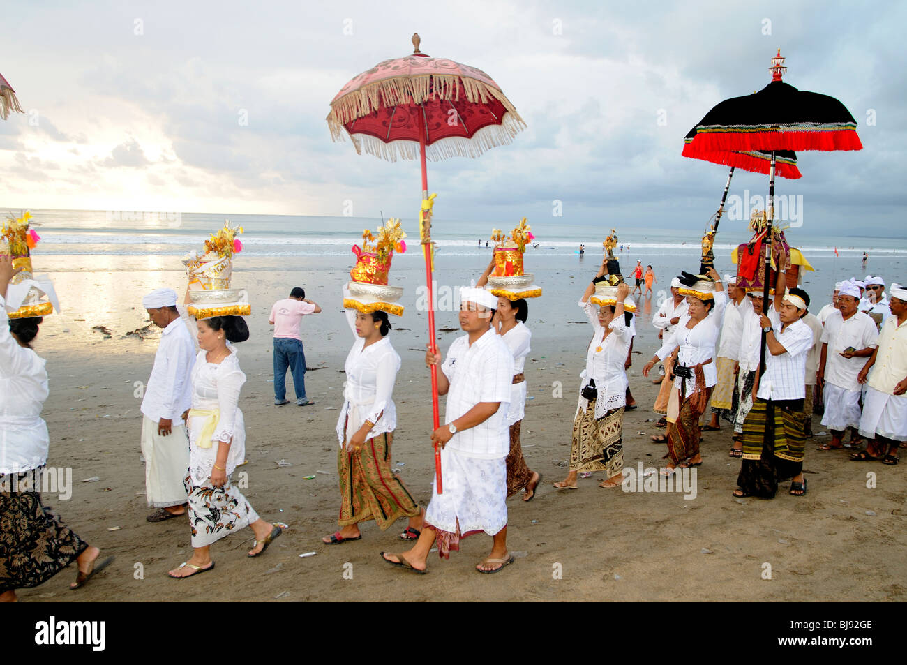 Balinese ceremony on beach, Kuta, Bali, Indonesia Stock Photo - Alamy
