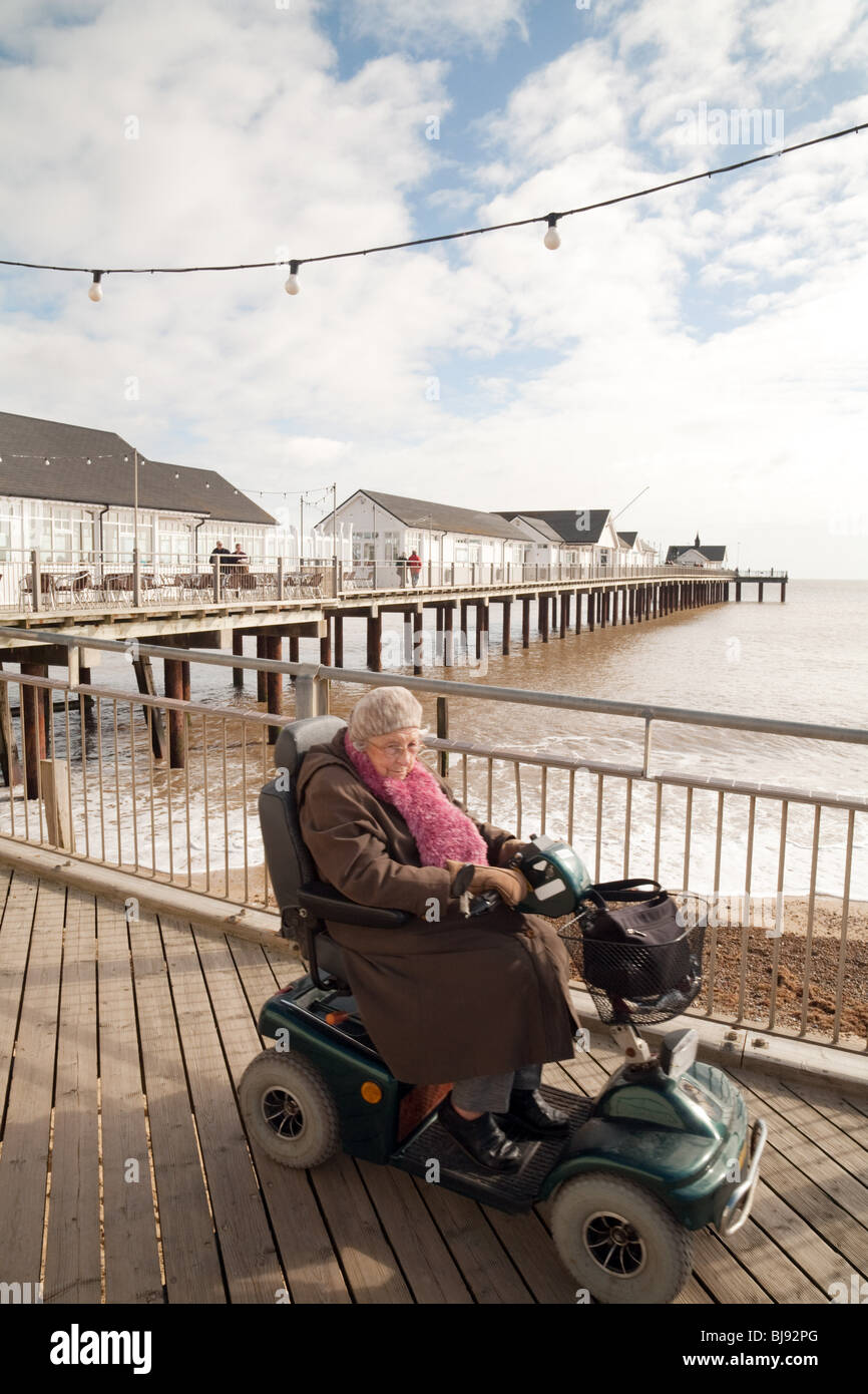 A disabled holidaymaker, Southwold, Suffolk, UK Stock Photo - Alamy