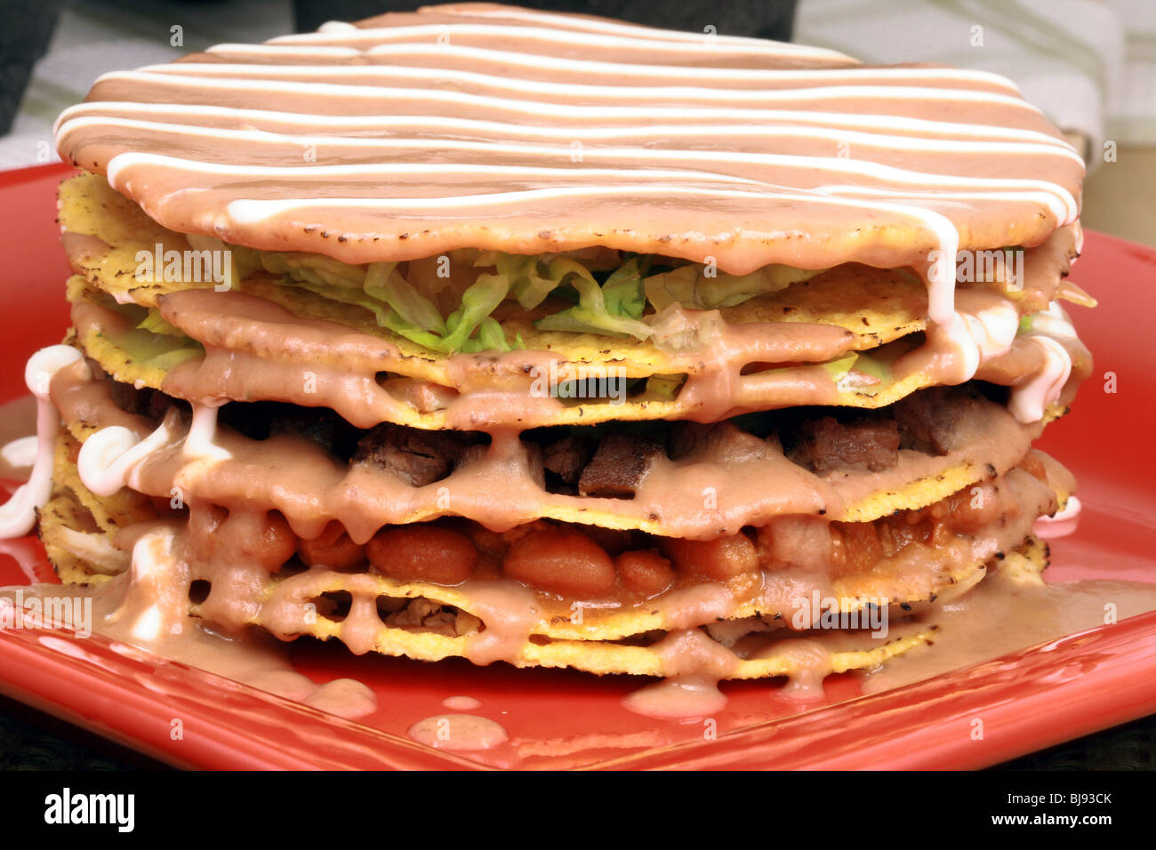 mexican tostadas meal or delicious snack,made with beef, corn tortilla ...