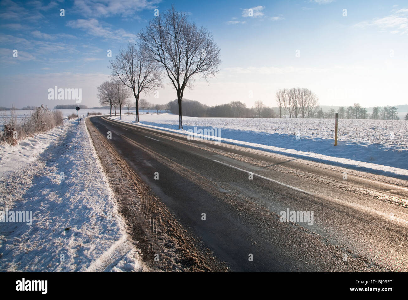 Icy road in winter Stock Photo - Alamy