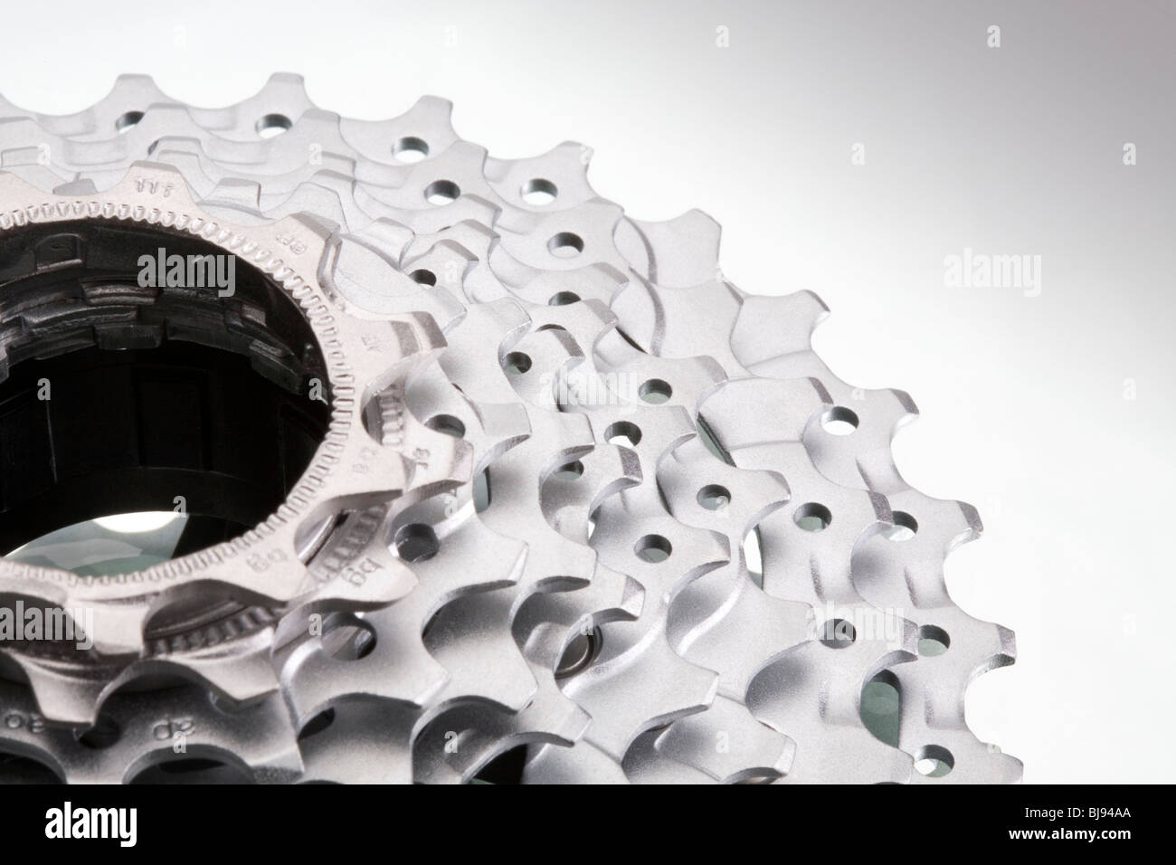 Set of gear cogs from a mountain bike, macro close up shot Stock Photo ...