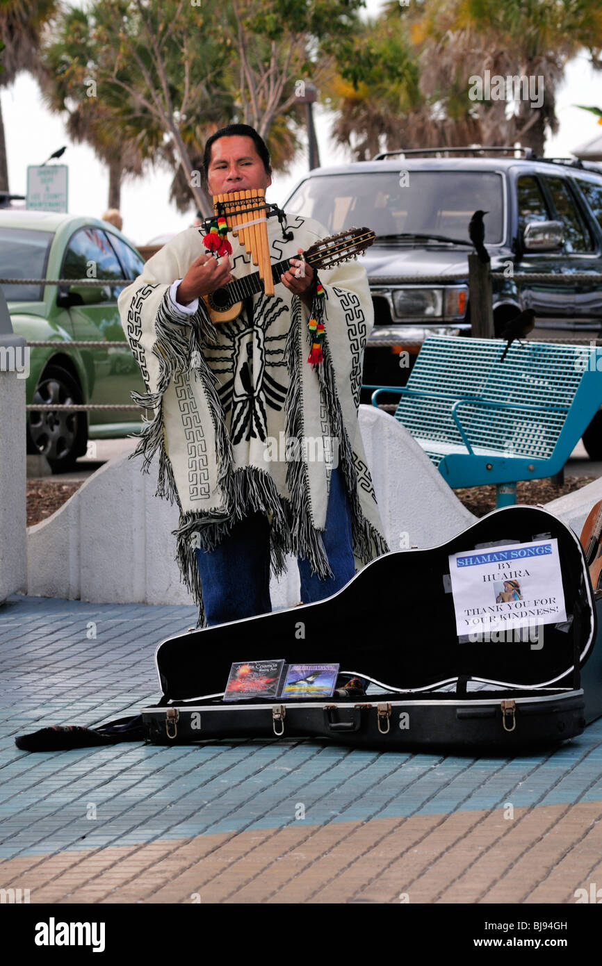 A street performer plays Andes music in the Times Square section of ...