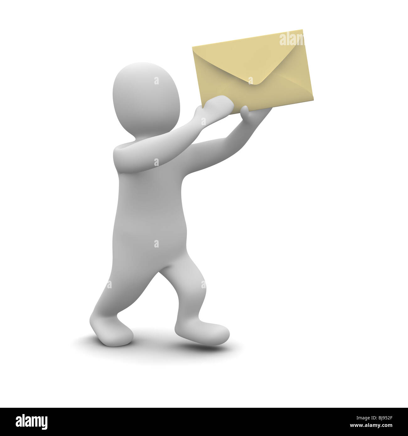 Man carrying envelope with letter. 3d rendered illustration Stock Photo ...