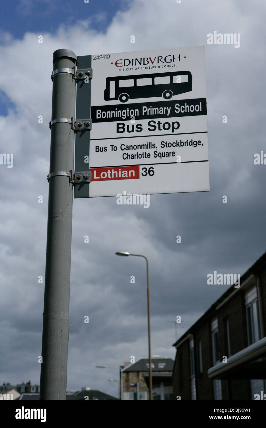 Bus, bus stop, Scottish, Scotland,Lothian bus, sign, signage, wait ...