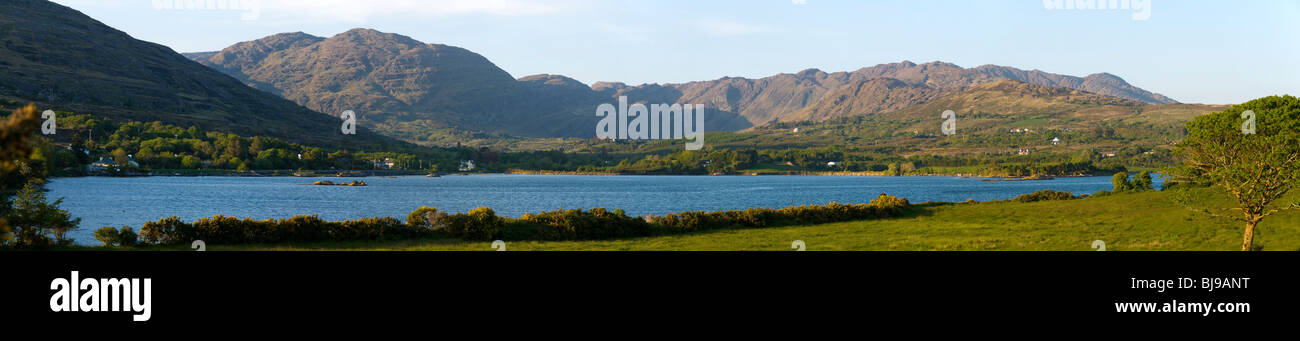 Panorama of the Caha Mountains over Adrigole Harbour, Beara Peninsula ...