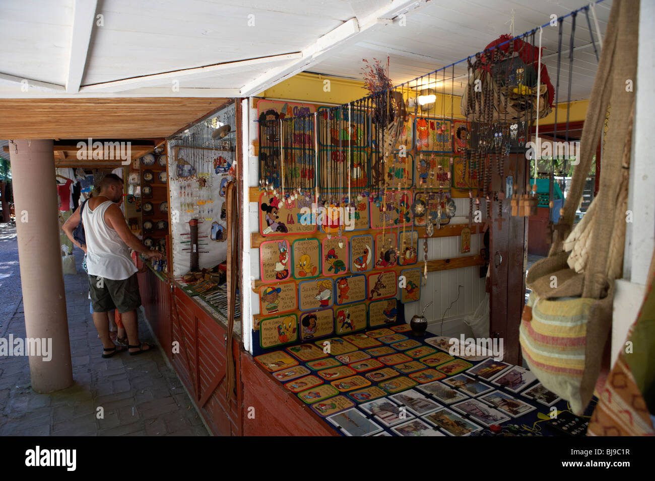 handicrafts stall at the feria artesanal de la cuidad handicraft market ...