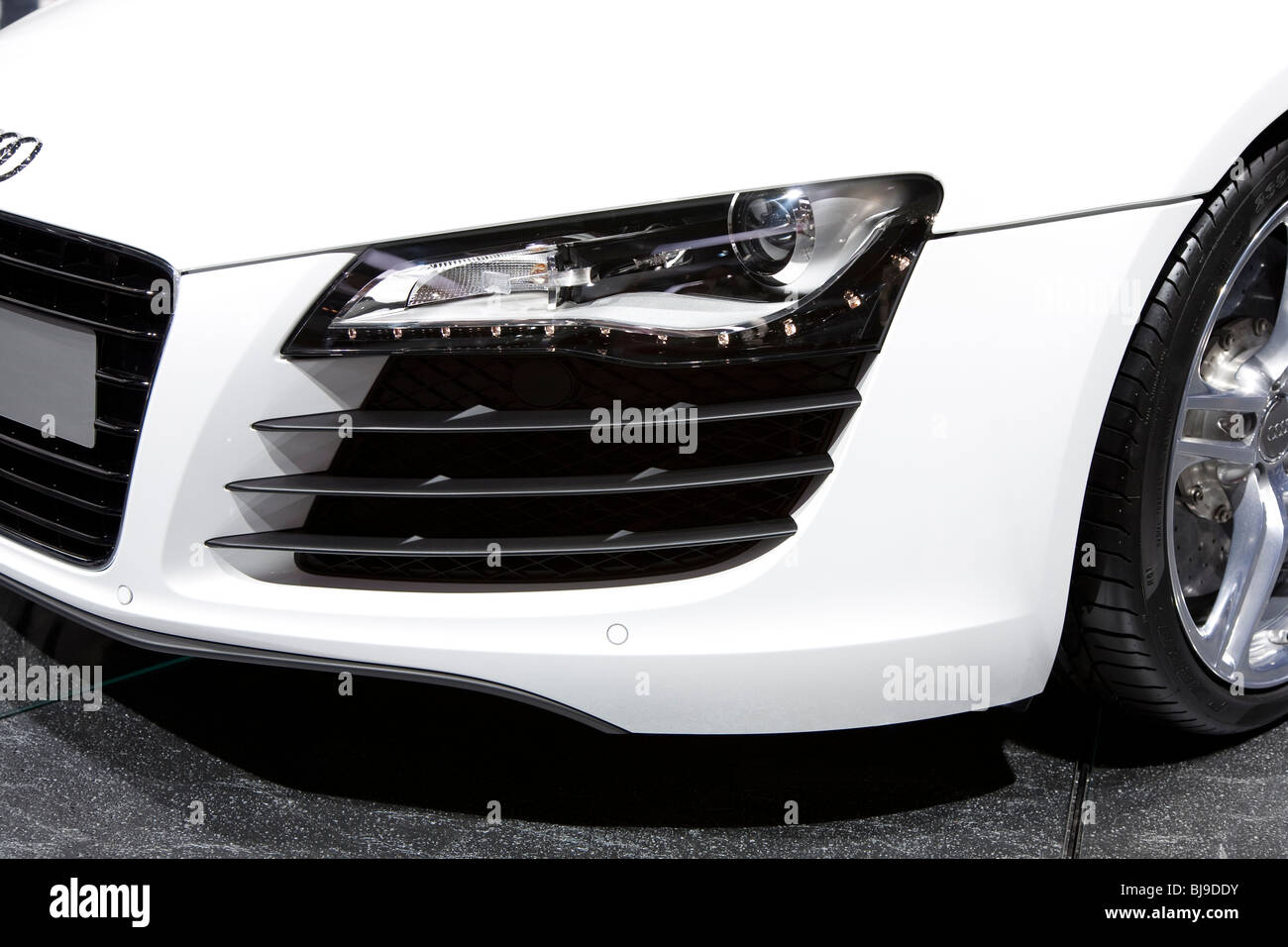 Front, side view of a sports car Audi A8, Car Dealership, Germany Stock ...